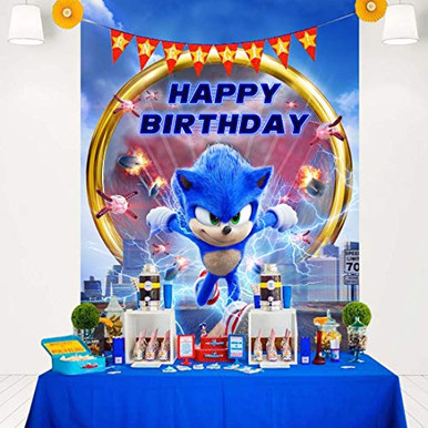 Sonic Backdrop for Party Supplies Decorations Kids Birthday Photography ...