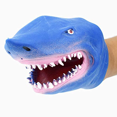 WJA Blue Shark Hand Puppet Toys Shark Puppets Role Play Toy Soft Rubber ...