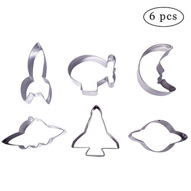 Space Themed Cookie Cutter Set - Set of 6 - Rocket, Planet, Space ...