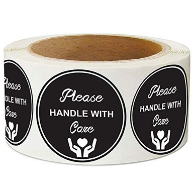2 Please Handle with Care Stickers Black Business Thank You Stickers ...
