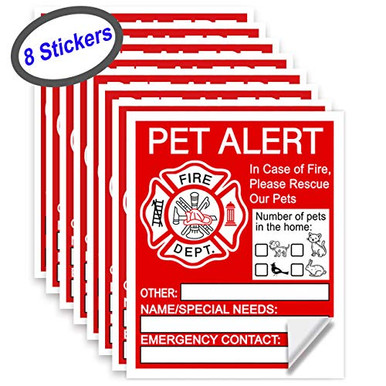 Pet Alert Safety Fire Rescue Sticker Pet Emergency Window Decals Save ...