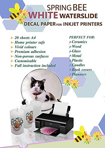 A4 Waterslide Decal Paper WHITE for INKJET PRINTERS 20 Sheets Premium ...
