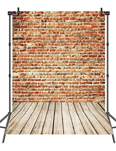 Sensfun 5X7 FT Red Brick Wall Photography Backdrops Retro Wood Floor ...