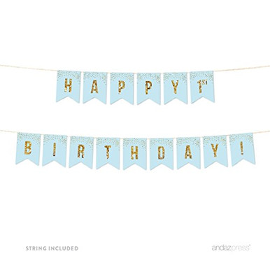 Andaz Press Light Blue Gold Glitter Boy's 1st Birthday Party Collection ...