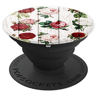 Unique Trendy Vintage Rose Rustic Wood Floral Pattern PopSockets Grip ...