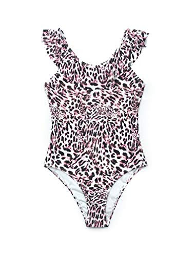 SHEKINI Girls Leopard Print Bathing Suits Ruffle One Piece Swimsuits ...