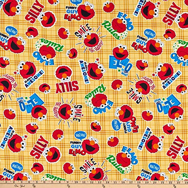 EXCLUSIVE Sesame Street Happy Elmo Yellow Fabric by the Yard ...