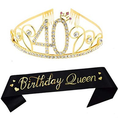 40th Birthday Tiara and Sash Happy 40th Birthday Party Supplies ...