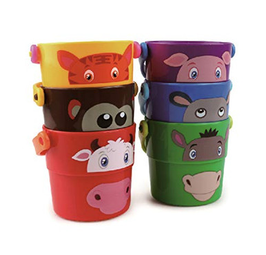 The Original Toy Company Bath Tub Stacking Buckets with Zoo Animals ...