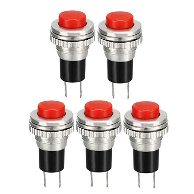 uxcell 10mm Mounting Red Momentary Push Button Switch SPST NO 5pcs ...