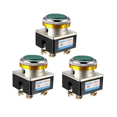 uxcell Push Button Switch Green Momentary AC 380V 5A Flat Head ...