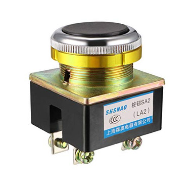 uxcell Push Button Switch Black Momentary AC 380V 5A Flat Head ...