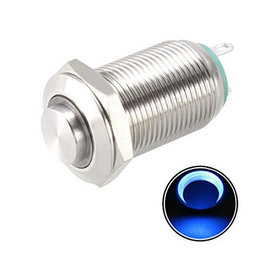 uxcell Latching Metal Push Button Switch High Head 12mm Mounting Dia ...
