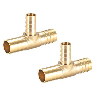uxcell 16mm X 12mm X 16mm Brass Hose Reducer Barb Fitting Tee TShaped 3 ...
