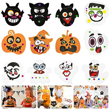 Halovin 12Pcs Halloween Foam Pumpkin Crafts Kit for Kids Funny DIY ...