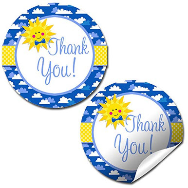 Ray of Sunshine Summer Birthday Thank You Sticker Labels for Boys 40 2 ...