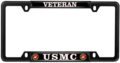 USMC Veteran Domed CustomMade Personalized Narrow Thin Top 4 Hole Metal ...