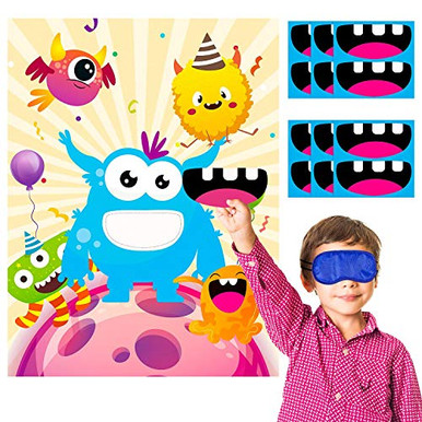 MALLMALL6 Pin The Mouth On The Monsters Poster Game Monster Party ...