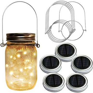 Homeleo 5-Pack Warm White Solar Mason Jar Lid Insert w/Stainless Steel ...