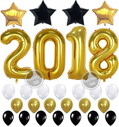 2018 BALLOONS NEW YEAR GRADUATION - Gold, 2018 Foil Mylar Number ...
