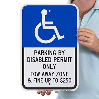SmartSign Handicap Parking Sign Parking by Disabled Permit Only Sign ...