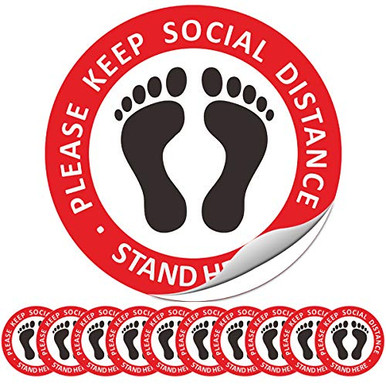 Hamowtux 10 Pack 12 Round Social Distance Floor Stickers Social ...