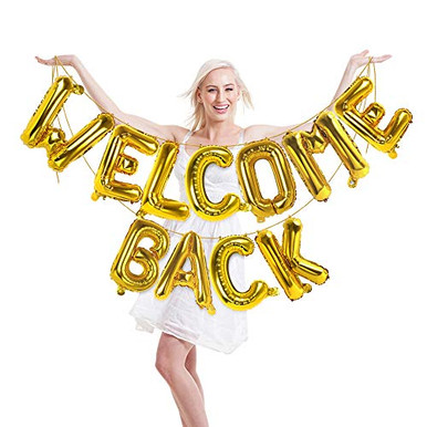 Welcome Back Letter Balloons Gold 16 Inch Foil Mylar Balloon Welcome ...