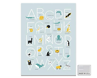 Animal Alphabet Poster 11x14 Kids Wall Art ABC Chart Nursery Wall Art ...