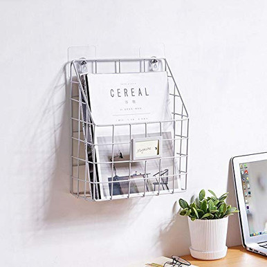 ACELIST Wall Hanging Magazine Rack Mesh Literature Holder Rustic Wire ...