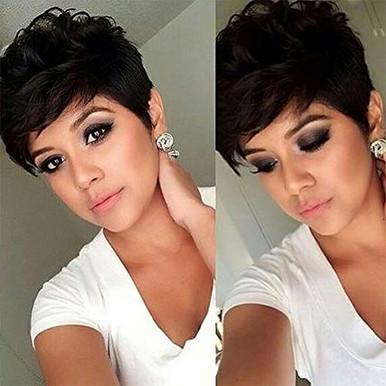 ENTRANCED STYLES Short Human Hair Pixie Wigs for Black Women Natural ...
