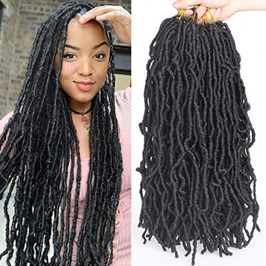 Leeven 18 Inch Nu Faux Locs Crochet Hair 21 Roots Curly Wavy Goddess ...