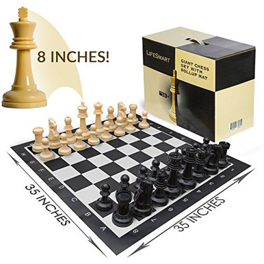 LifeSmart Large Roll Up Chessboard and Chess Set Oversized Chess Board ...