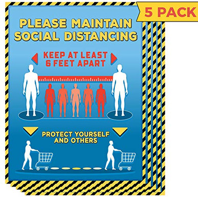 Social Distancing Sign Decal Poster for Shops Businesses 85x11 ...