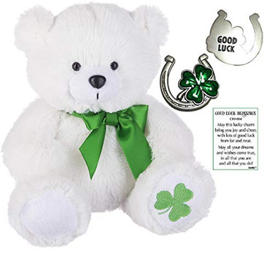 Ganz Good Luck Shamrock Bear Plush Furry Stuffed Animal Teddy for Kids ...