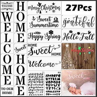 27 Pieces Welcome Home Stencil Kit Large Welcome Sign Stencils Sweet ...