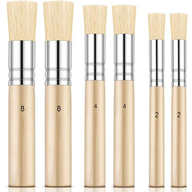 Outus 6 Pieces Wooden Stencil Brushes Pure Natural Stencil Brushes ...