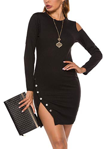 POGTMM Women Plain Slim Fit Bodycon Dress Split Backless Cocktail Dress ...