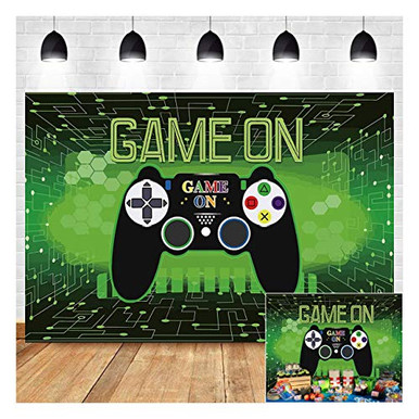 Green Video Game Theme Party Photo Background 7x5ft Video Gaming Fans ...