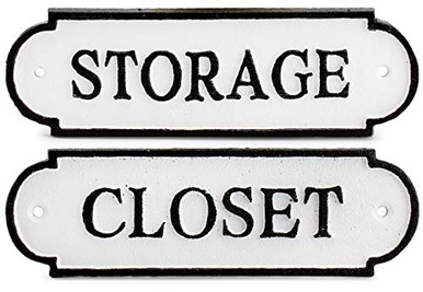 Auldhome ClosetStorage Door Signs Set of 2 Rustic Cast Iron Room ...