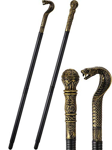 2 Pieces Halloween Walking Cane with Egyptian Snake Staff Antique Gold ...