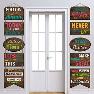 Whaline Motivational Porch Sign Classroom Inspirational Cards Banner ...