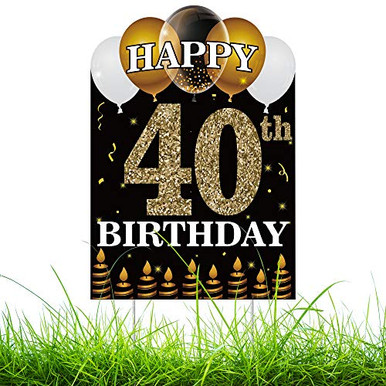 WATINC Happy 40th Birthday Yard Sign with Metal Stakes Large Waterproof ...