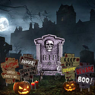 WATINC Set of 5 Halloween Decorations Yard Signs Plastic Stakes RIP ...