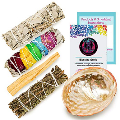 Mecka Smudge Starter Kit California White Sage Flower Sage Palo Santo ...