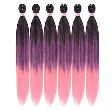 6Packlot 3 Tone Easy Braid Pre Steched Braiding Hair 26inch Hot Water ...