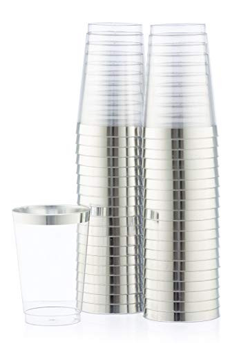 14 OZ Silver Plastic Cups 60 Pack Clear Plastic TumblersCups with ...