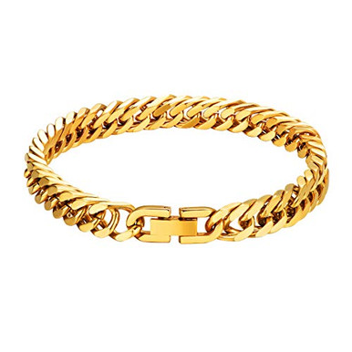 Chain Bracelet for Men 8mm 19cm Rapper Wrist Chain Gold Metal Bracelet ...