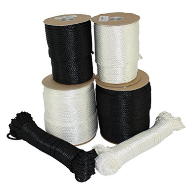 SGT KNOTS Dacron Polyester Rope (5/32 inch) Solid Braid Black or White ...