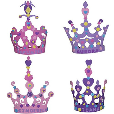 Girls Tiara and Crown Crafts Kit (12 Pack, 400 Foam Pieces) Princess ...