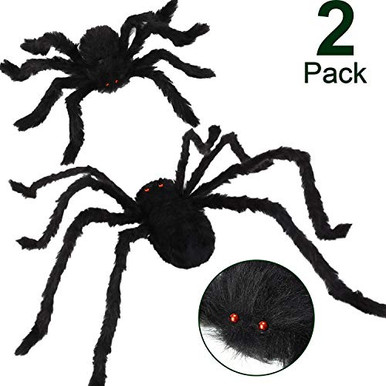 Gejoy 2 Pieces Fake Spider Decorations Halloween Spiders 2 Large Sizes ...